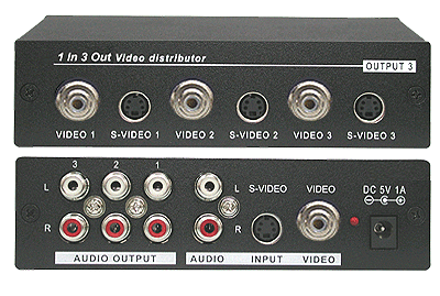 Professional Composite RCA S-Video Splitter W/Audio